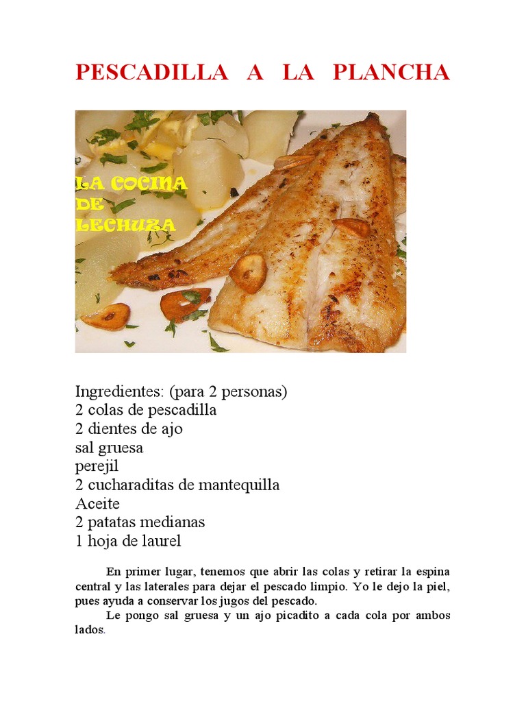 Pescadilla A La Plancha | PDF | Cocina, comidas y vino