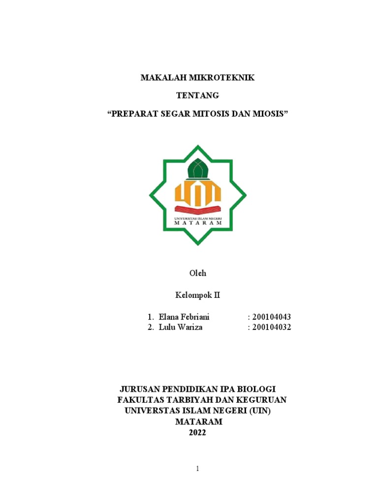 Makalah KLP 2 Preparat Segar Mitosis Dan Meosis | PDF