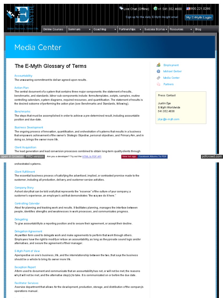 WWW e Myth Com Pub Article Glossary HTML | PDF | Marketing | Facebook