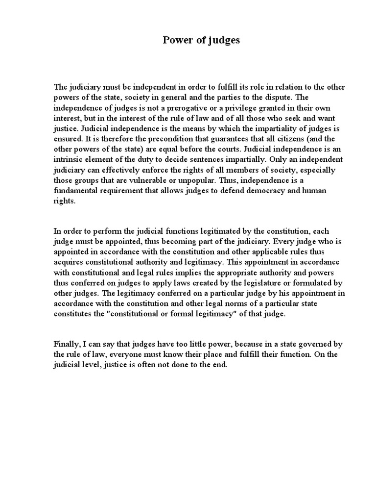 Power of Judges | PDF