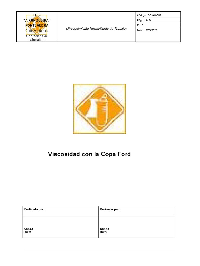 Viscosidad Copa Ford | PDF | Viscosidad | Física Aplicada e ...