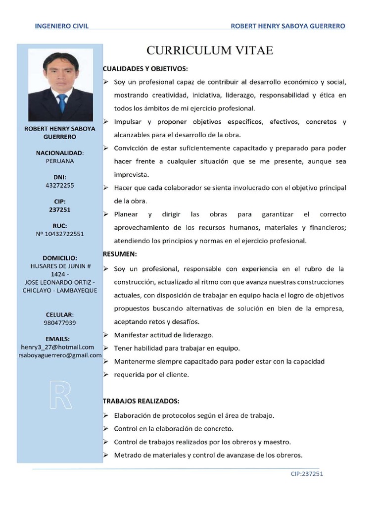 CV-Robert Saboya Guerrero | PDF