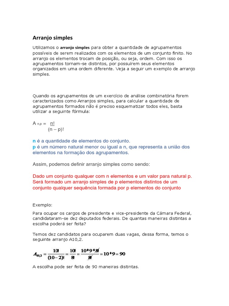 Arranjo e Combinação | PDF | Conjunto (Matemática) | Lógica matemática