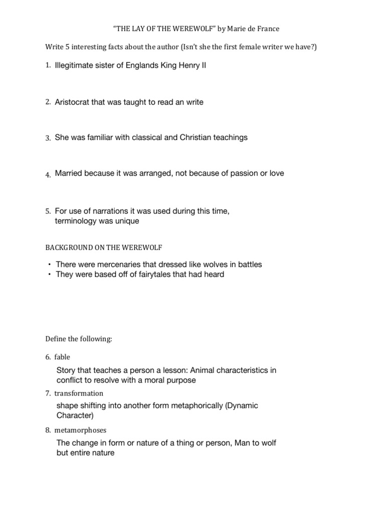 Worksheet Yup | PDF | Werewolves
