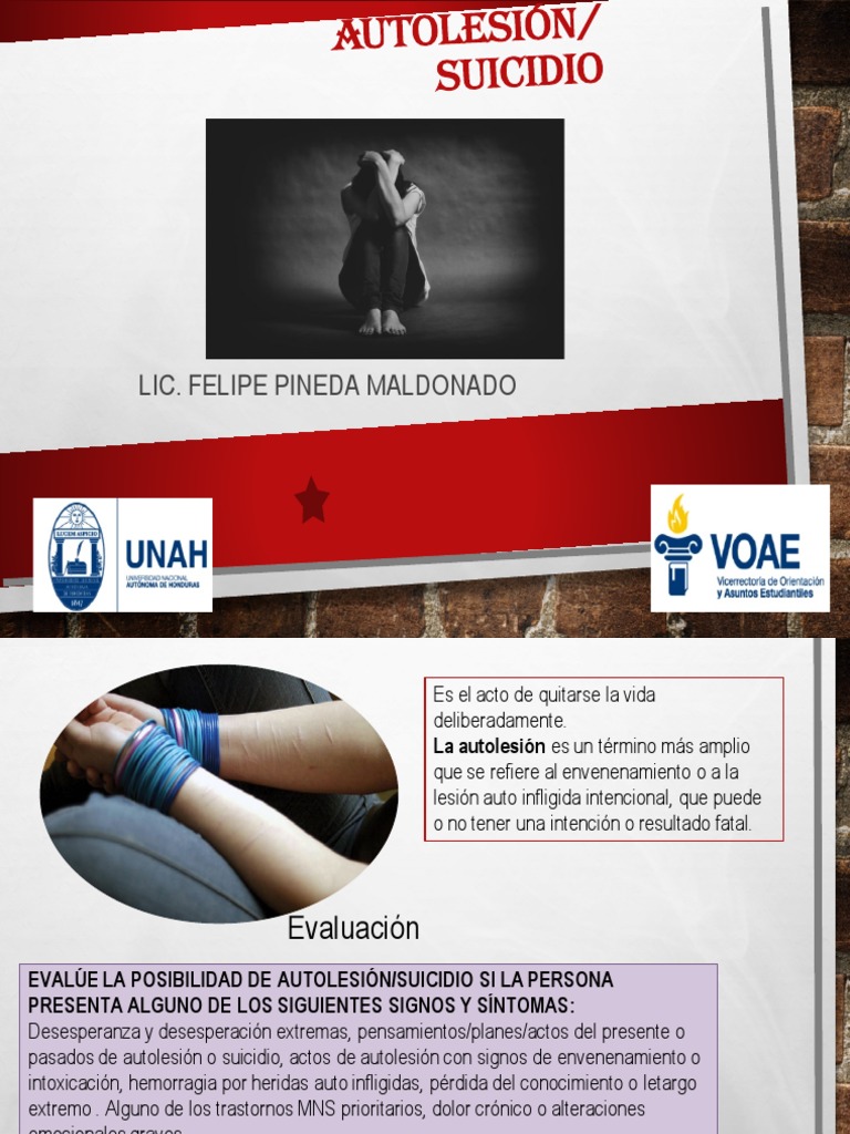 Presentación Suicidio o Autolesion | PDF | Autolesiones | Suicidio