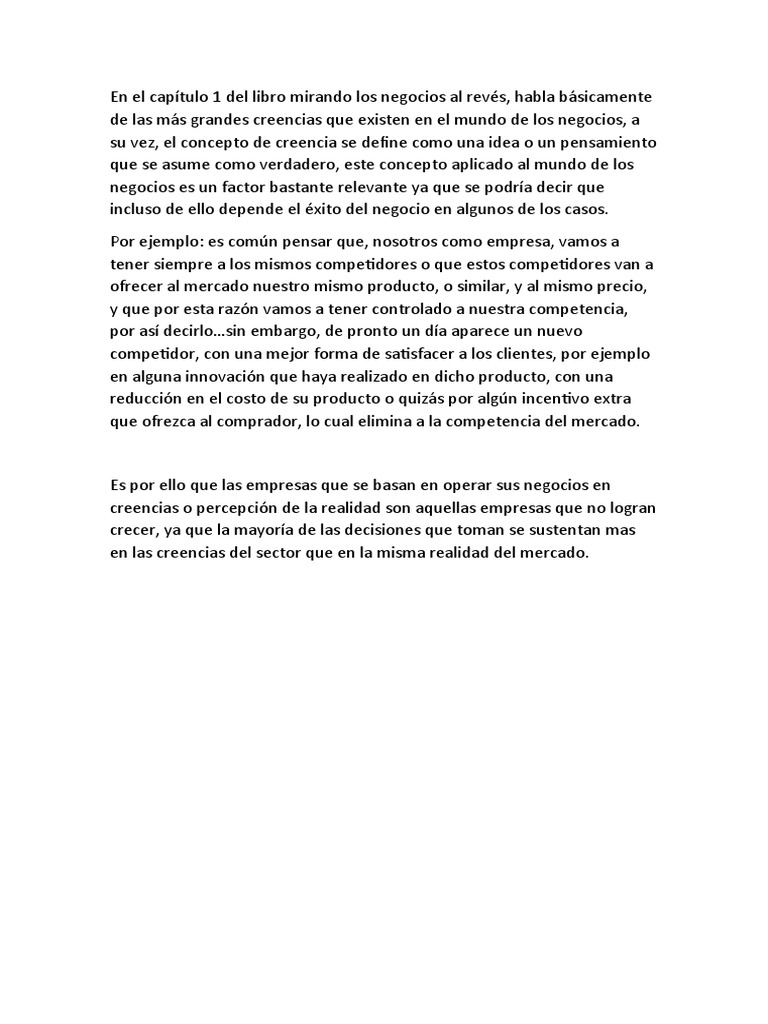 Resumen - Mirando Los Negocios Al Reves | PDF