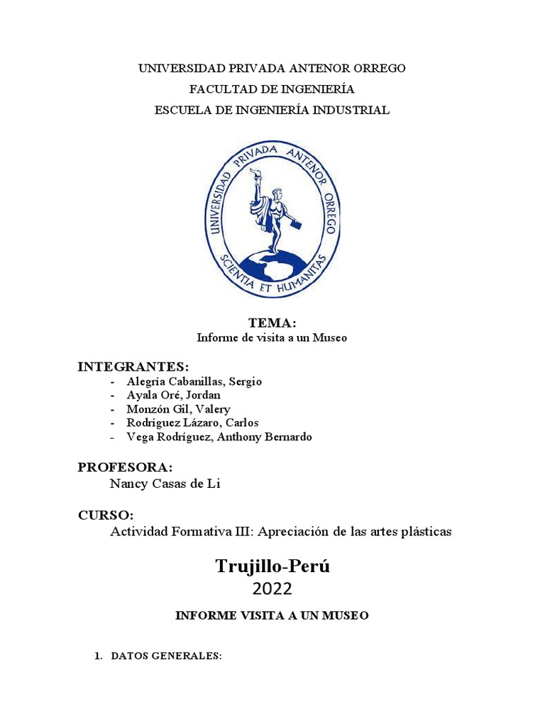 Informe Visita A Un Museo | PDF | Museo | Escultura