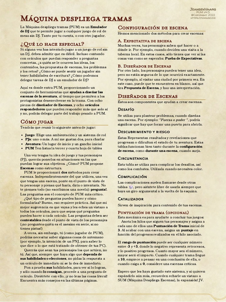 Plot Unfolding Machine v4-5 - Spanish | PDF | Juegos de rol