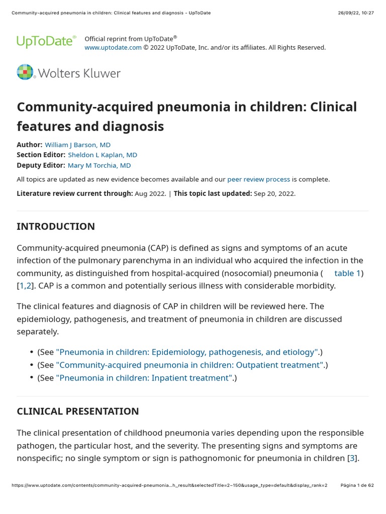 Community-Acquired Pneumonia in Children: Clinical Features and ...