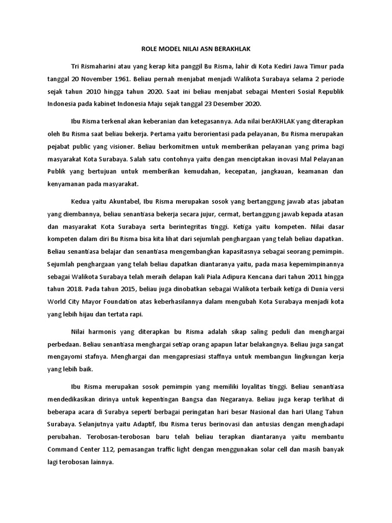 Role Model Nilai Asn Berakhlak | PDF