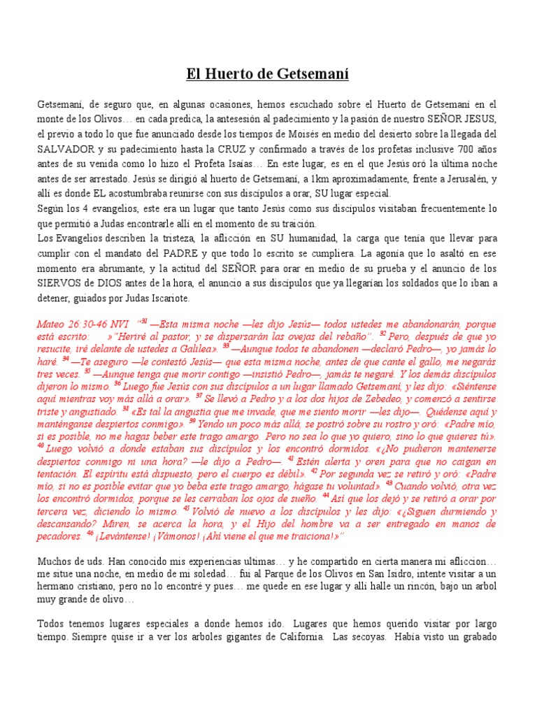 El Huerto de Getsemaní | PDF | Jesús | Oración