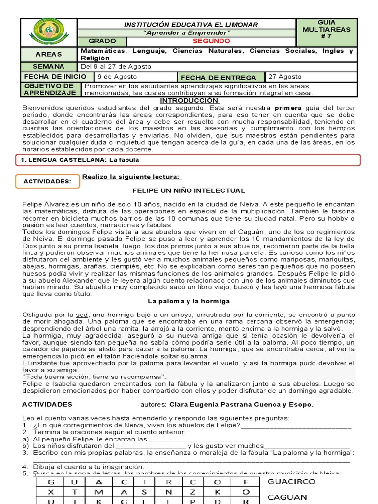 7° Guia Integradora. N°4 2do Periodo 2021 | PDF | Hormiga | Organismos