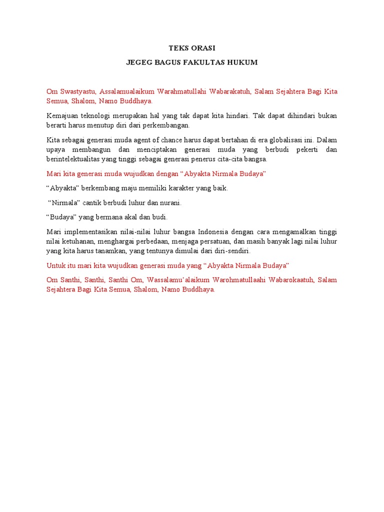 Teks Orasi | PDF | Politik | Ilmu Sosial