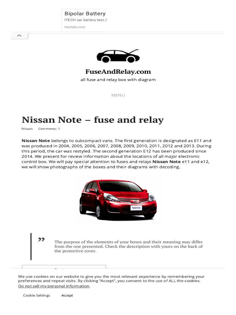 Fuse Box Diagram Nissan Note and Relay With Assignment and Location ...