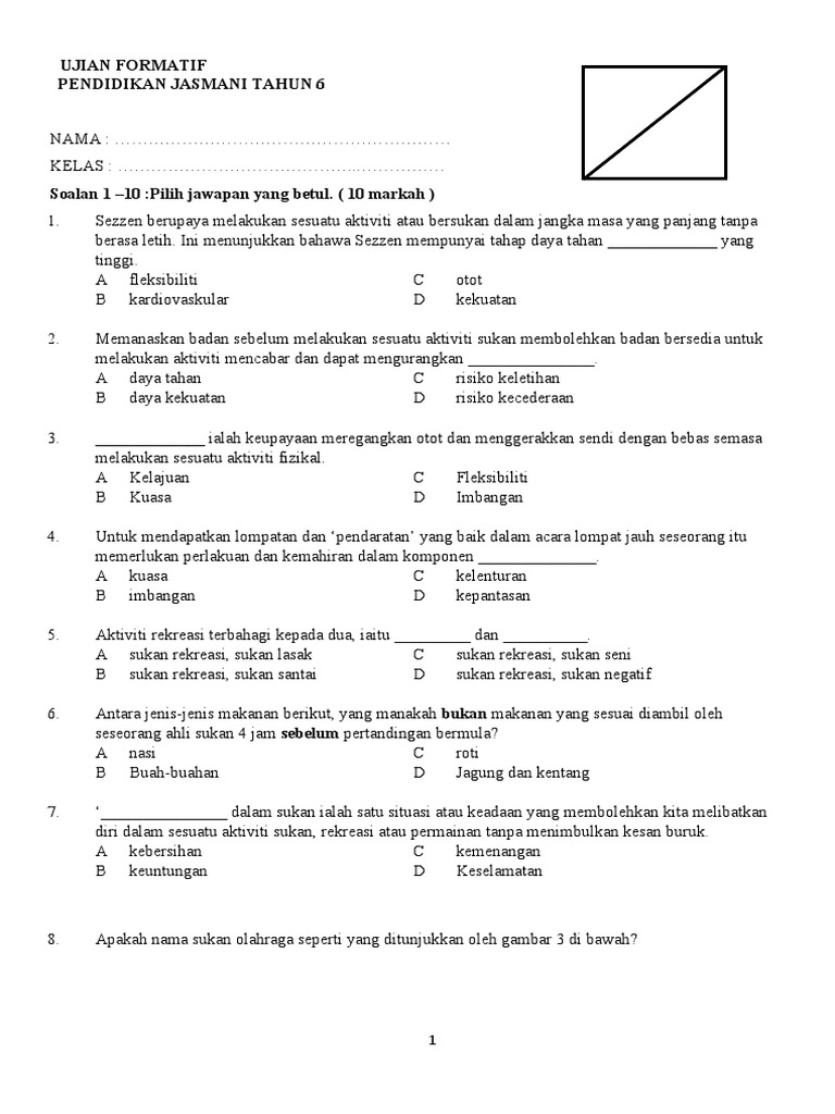 Soalan Pj Tahun 6 Pdf