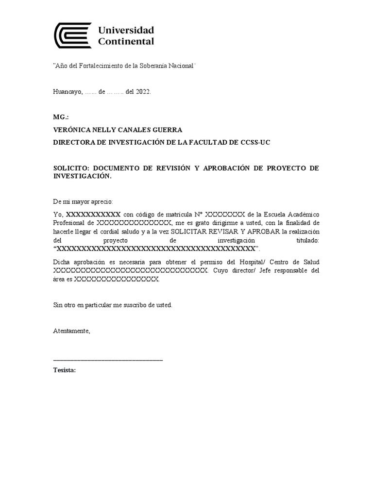 Formato de Solicitud de Aprobacion de Proyecto | PDF