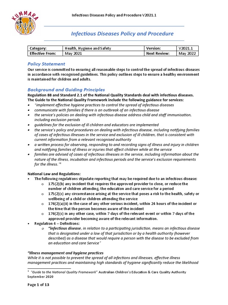 Infectious Diseases Policy V2021.1 | PDF | Pathogen | Infection