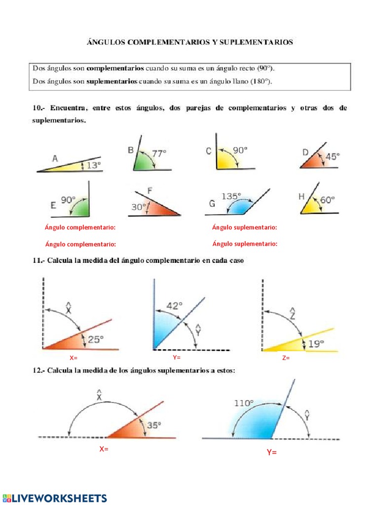 Ángulos Complementarios y Suplementarios | PDF