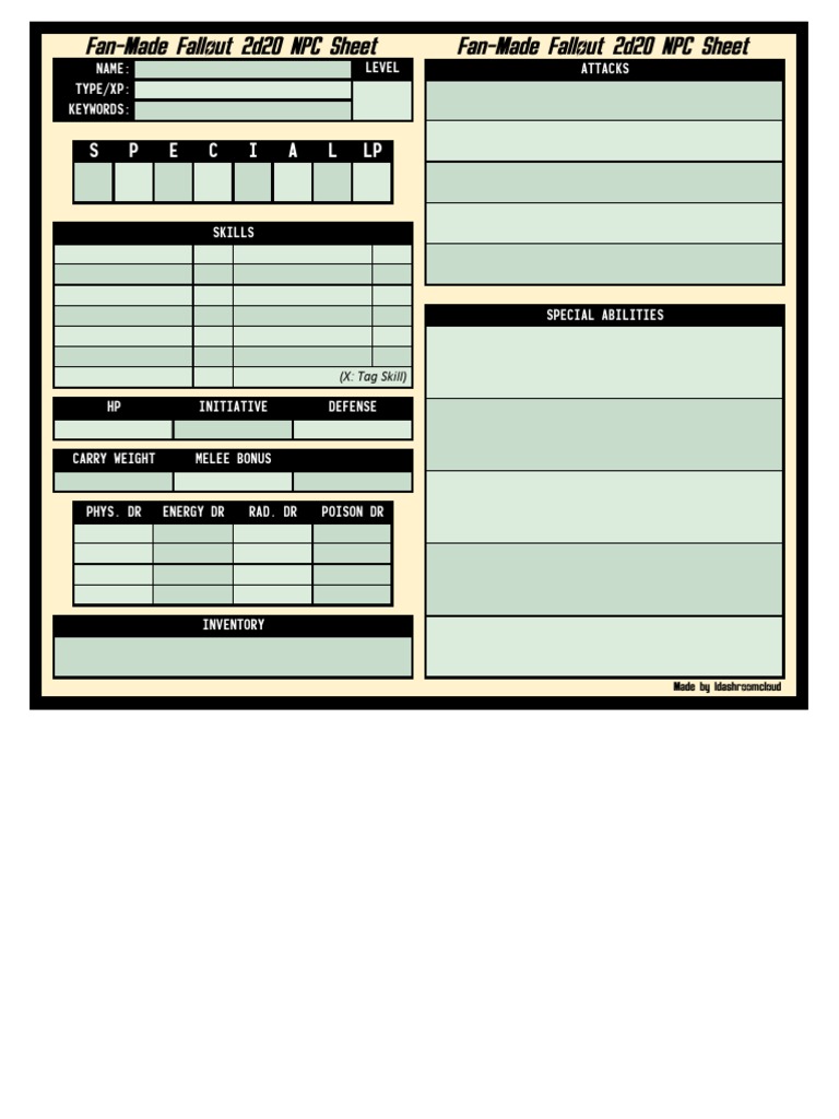 Form-Fillable NPC & Monster Sheets | PDF