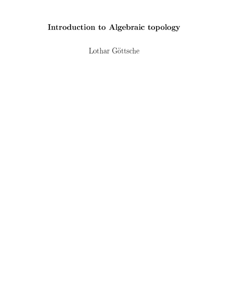 Introduction To Algebraic Topology - Gottsche, Lothar | PDF | Abstract ...