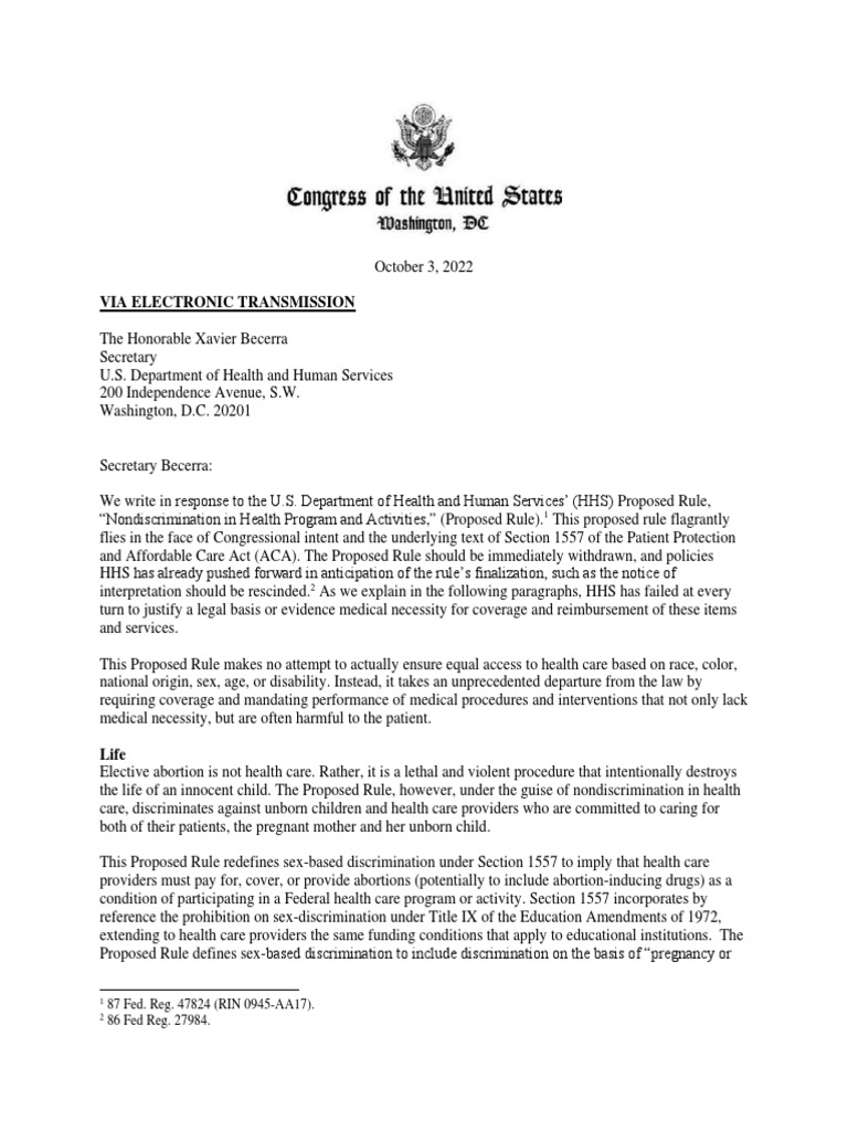 HHS 1557 Rule Comment 10.3.22 Final Submission | PDF | Federal ...
