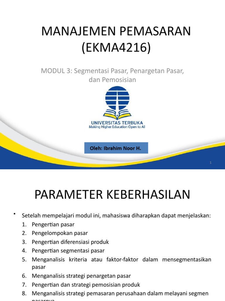 EKMA4216 MANAJEMEN PEMASARAN Modul 3 | PDF