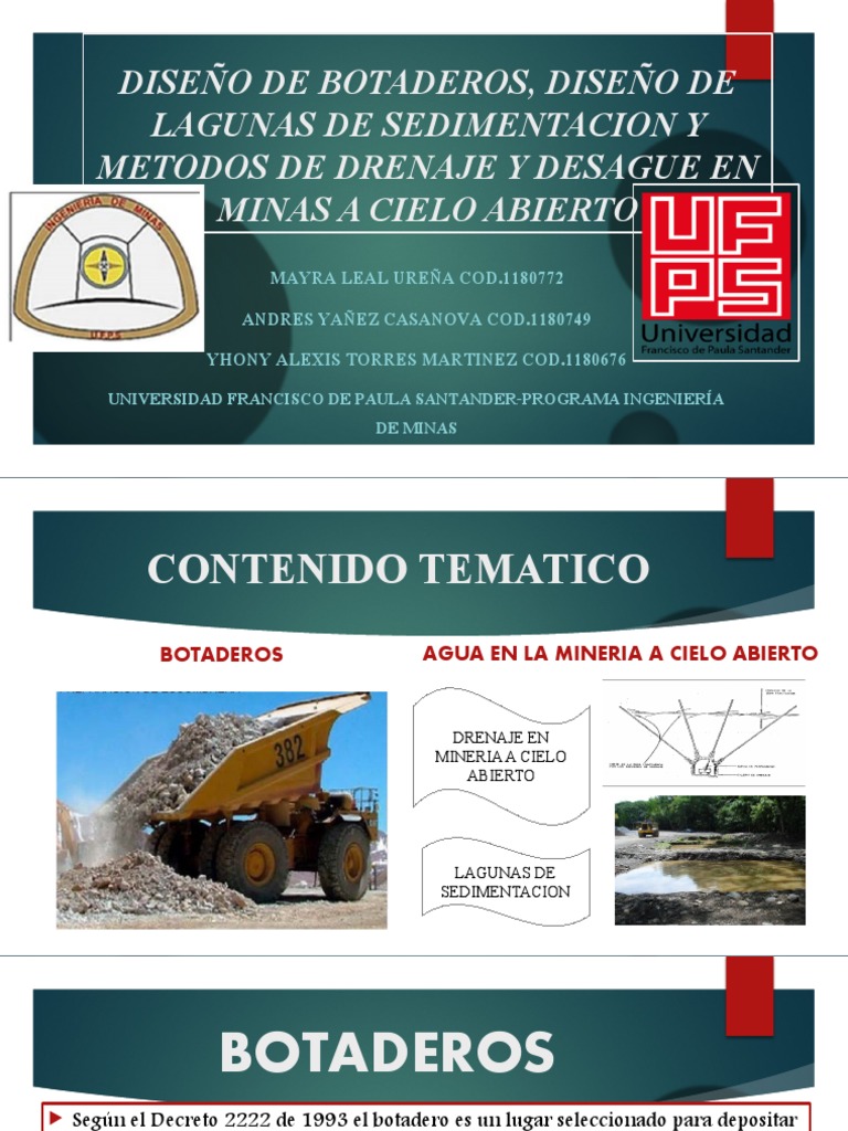 Diseño de Botaderos Presentación | PDF | Minería | Agua