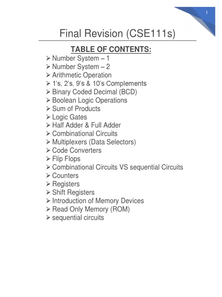 Final Revision Logic | PDF | Computer Data Storage | Random Access Memory