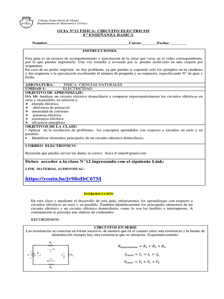 Guia Fisica | PDF | Resistencia Eléctrica y Conductancia | voltaje