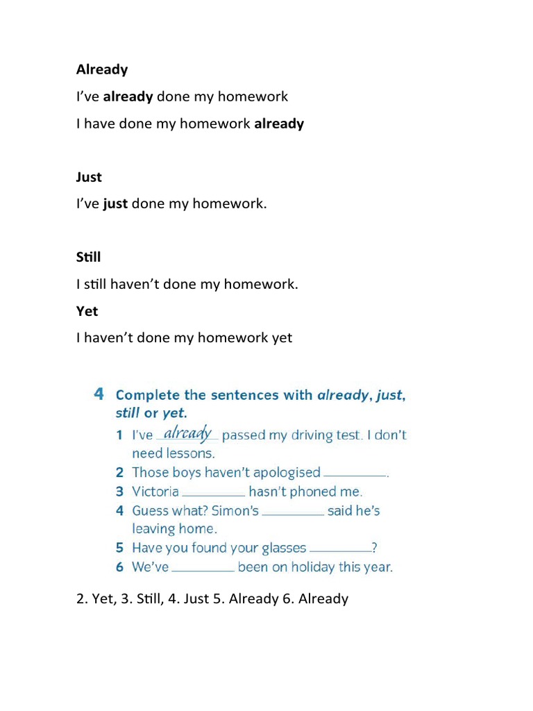 Homework Completion Exercises | PDF