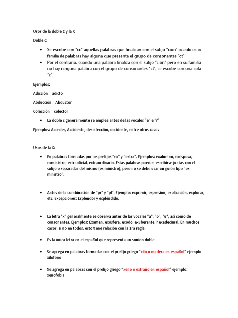 Usos de La Doble C y La X | PDF