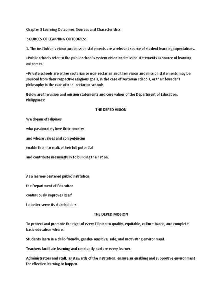 Sources of Learning Outcomes in Education | PDF | Teacher Education ...
