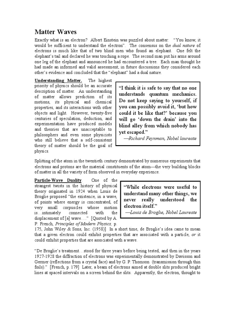Matter Waves: Understanding Matter. The Highest | Download Free PDF ...