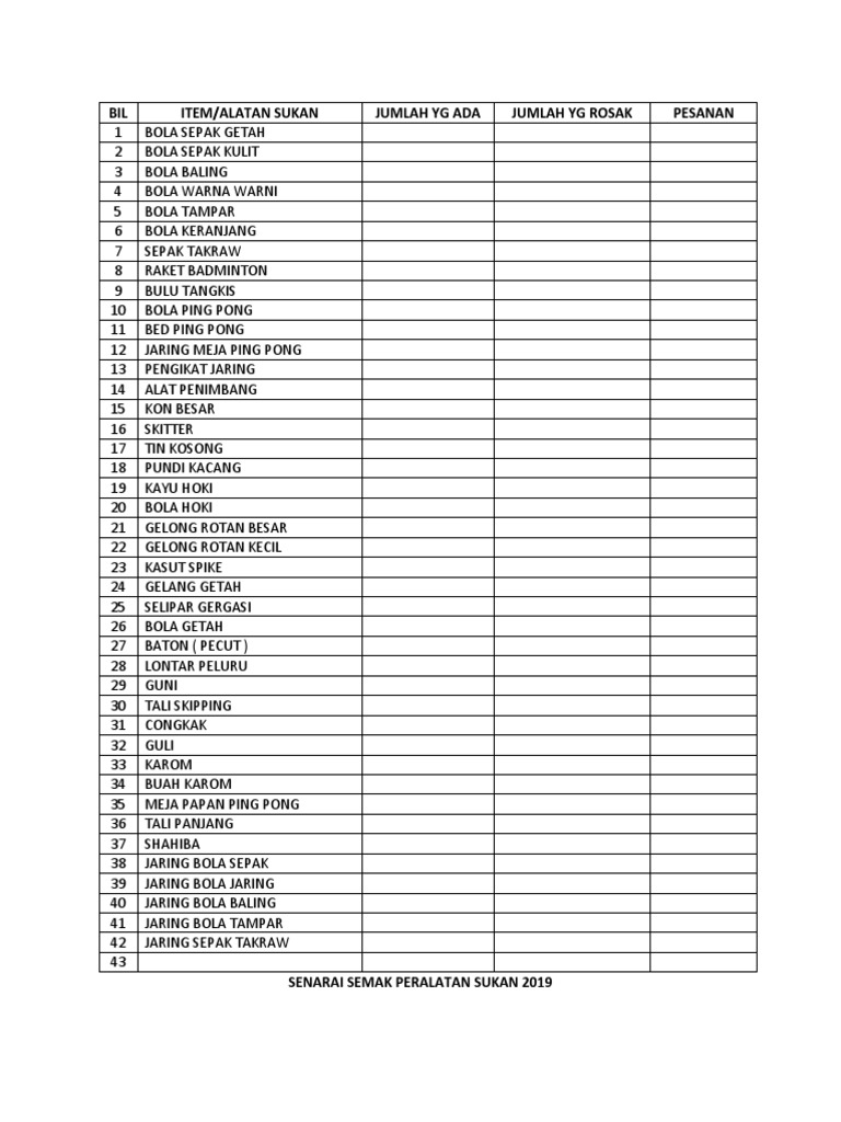 Alatan Sukan 2019 | PDF