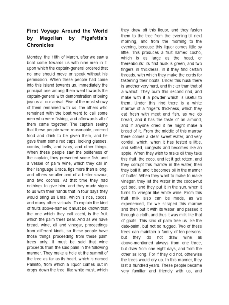 First Voyage Around The World by Magellan by Pigafetta's Chronicles ...