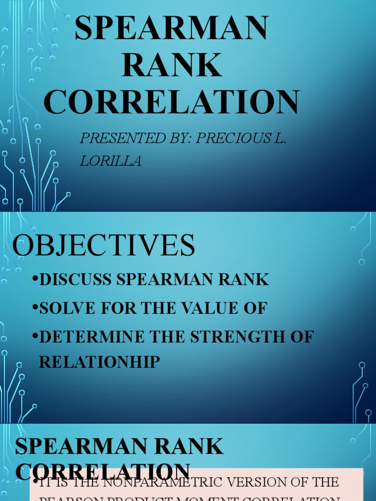 Spearman Rank Correlation | PDF