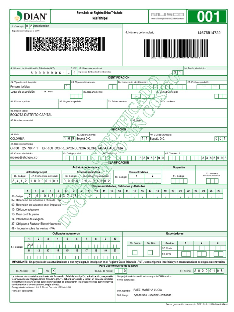 RUT - Bogotá D.C. 899.999.061 | PDF | Economias | Gobierno