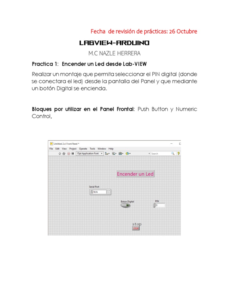 PracticasLabVIEW-Arduino 17-21sep | PDF | Arduino | Diodo emisor de luz