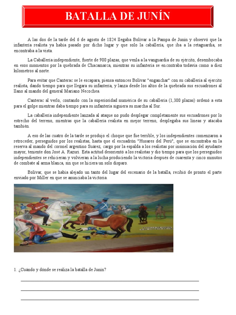 Batalla de Junín | PDF | Conflictos | Operaciones militares