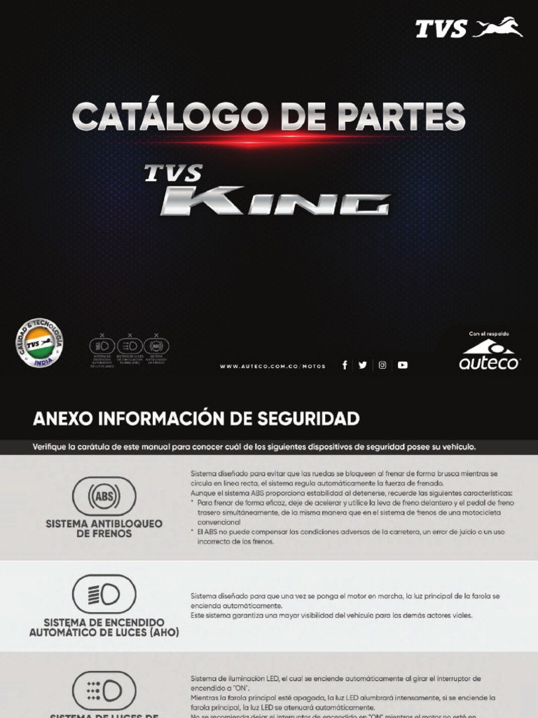 Catalogo de Partes TVS KING GS | PDF | Embrague | Motores