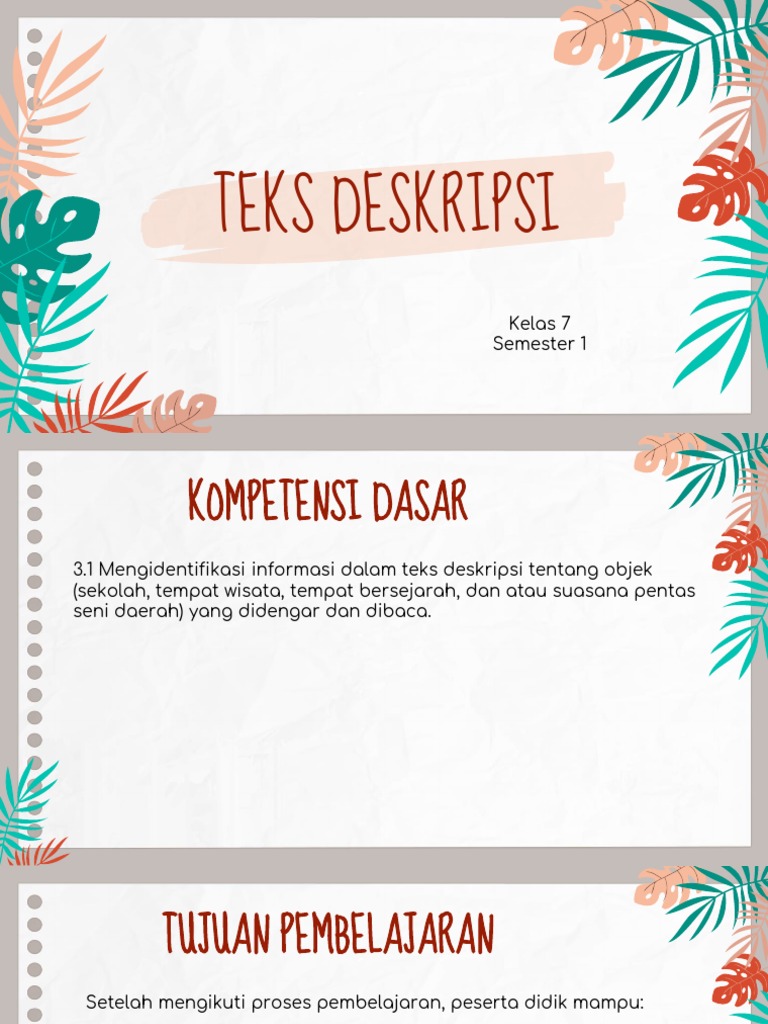 Mengidentifikasi Jenis Jenis Teks Deskripsi Pdf