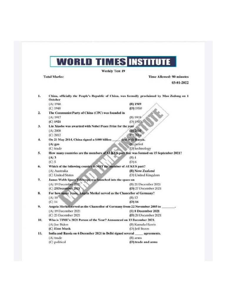Wti Mock Tests | PDF