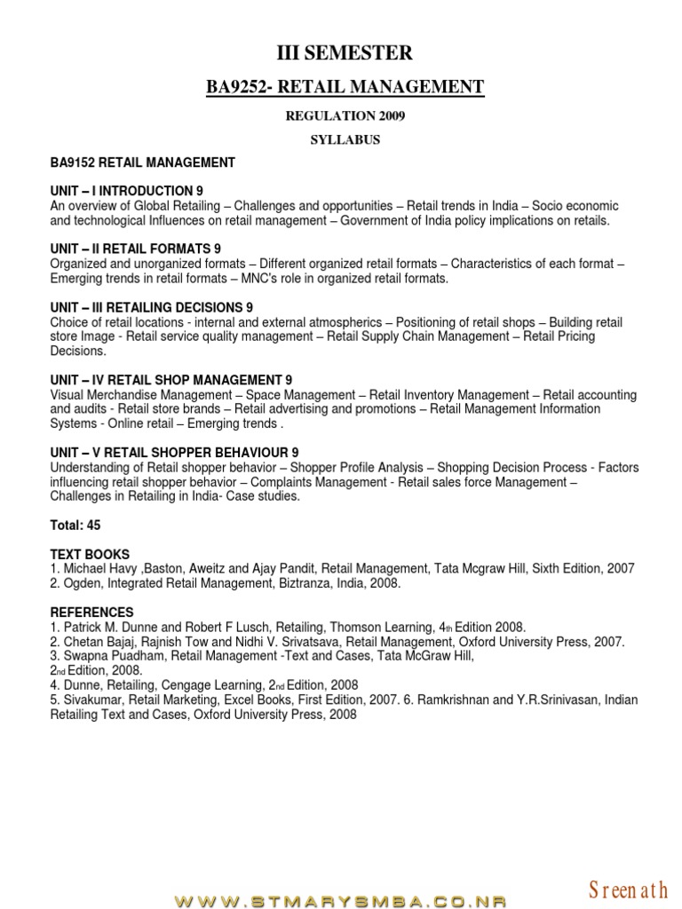 Retail Management Notes | PDF | Retail | Marketing