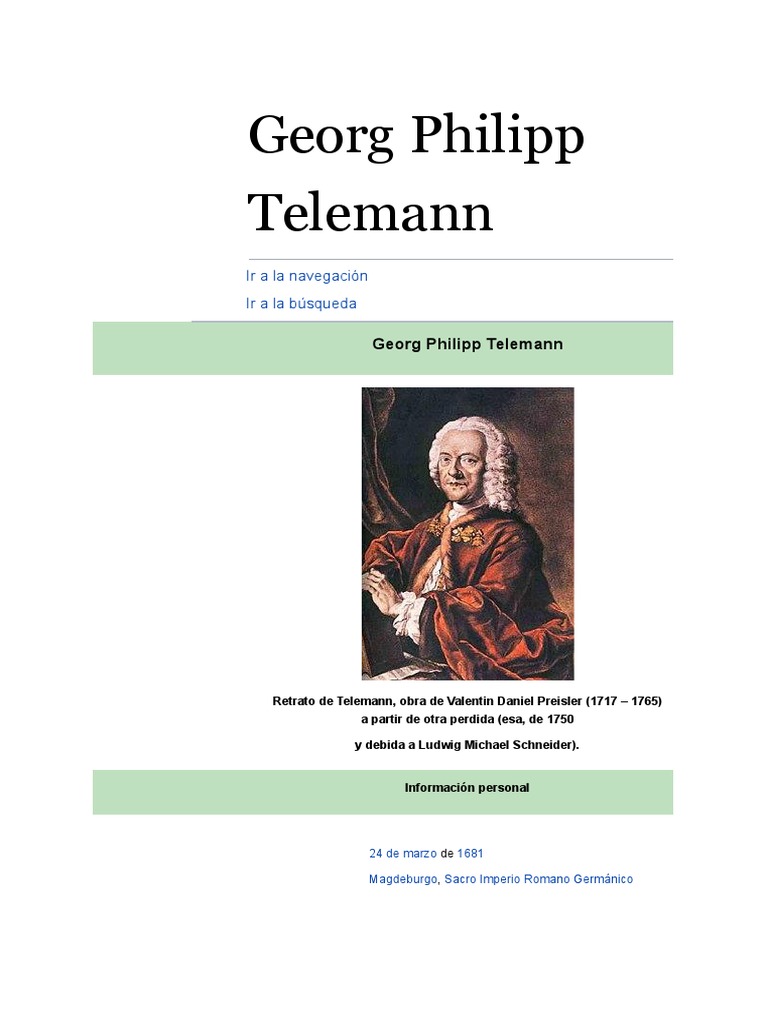 Georg Philipp Telemann | PDF | Música clásica | Las artes escénicas