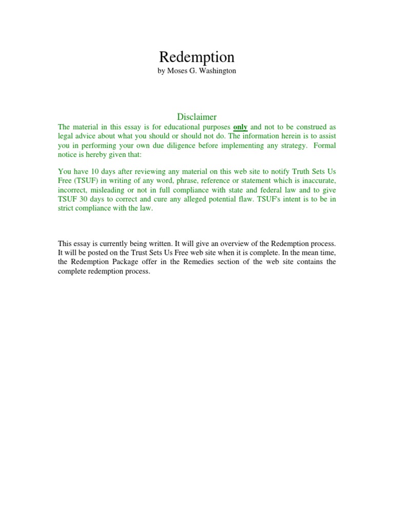 Redemption | PDF