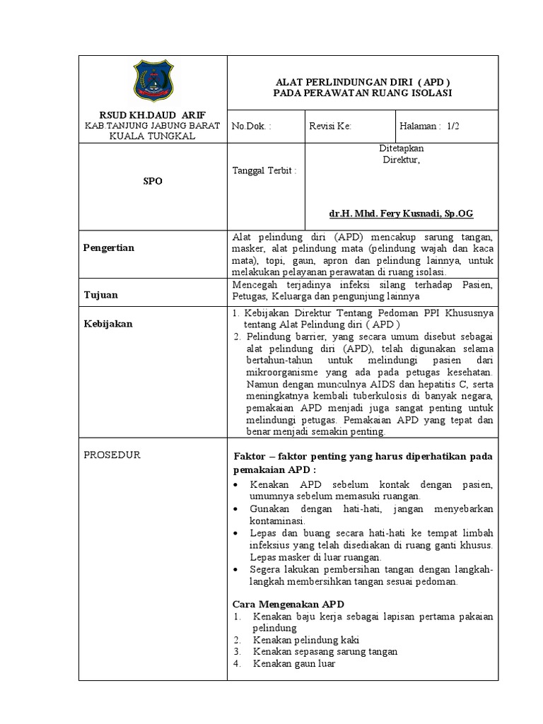 Spo - 2 Apd Perawatan Ruang Isolasi | PDF