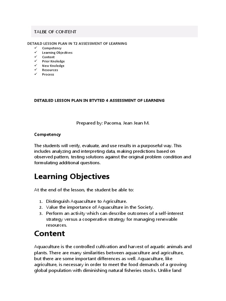 Lesson Plan | PDF | Aquaculture | Salmon