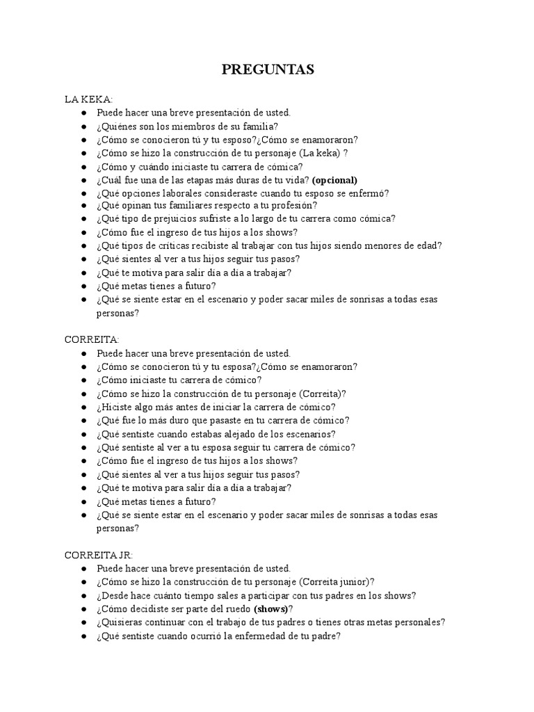 Preguntas Entrevistas | PDF
