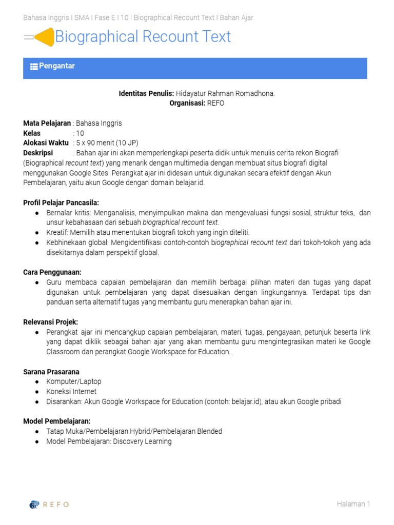 Biographical Recount | PDF | Karier & Perkembangan