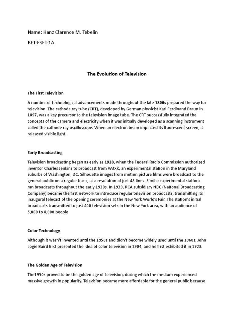 The Evolution of Television | PDF | Television | High Definition Television